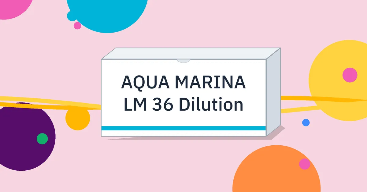 Symbolbild: Packung mit der Aufschrift AQUA MARINA LM 36 Dilution (PZN 12765742) – Verfügbarkeit und Bezug in Apotheken in Frankfurt am Main