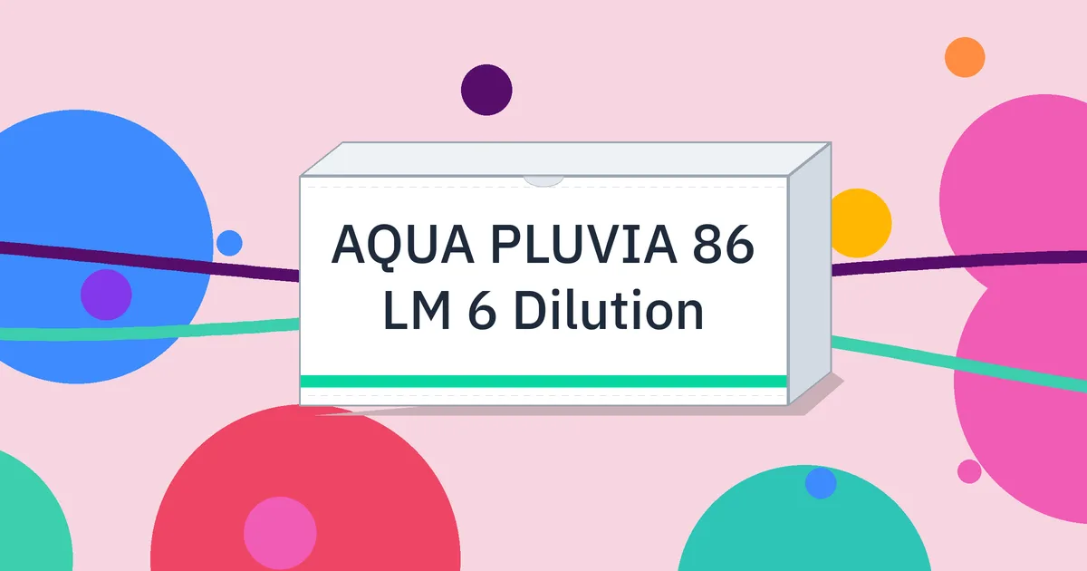 Symbolbild: Packung mit der Aufschrift AQUA PLUVIA 86 LM 6 Dilution (PZN 12766368) – Verfügbarkeit und Bezug in Apotheken in Frankfurt am Main