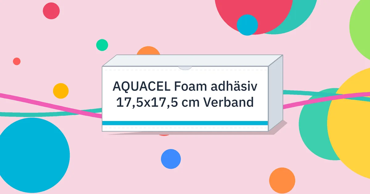 Symbolbild: Packung mit der Aufschrift AQUACEL Foam adhäsiv 17,5x17,5 cm Verband (PZN 18126316) – Verfügbarkeit und Bezug in Apotheken in Frankfurt am Main