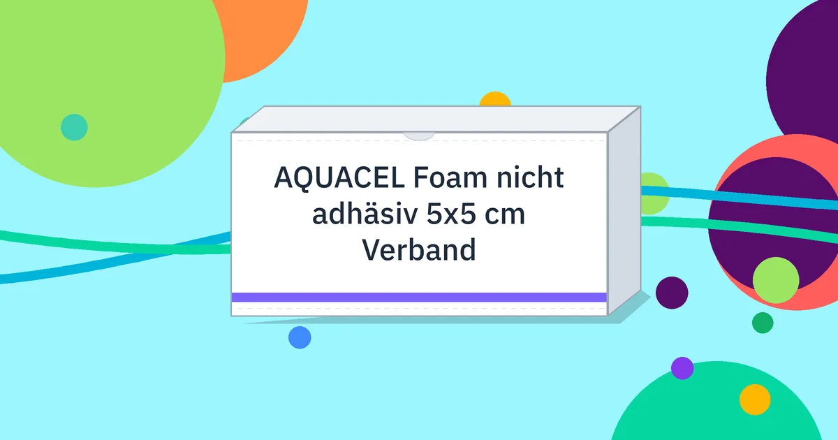 Symbolbild: Packung mit der Aufschrift AQUACEL Foam nicht adhäsiv 5x5 cm Verband (PZN 10101469) – Verfügbarkeit und Bezug in Apotheken in Frankfurt am Main