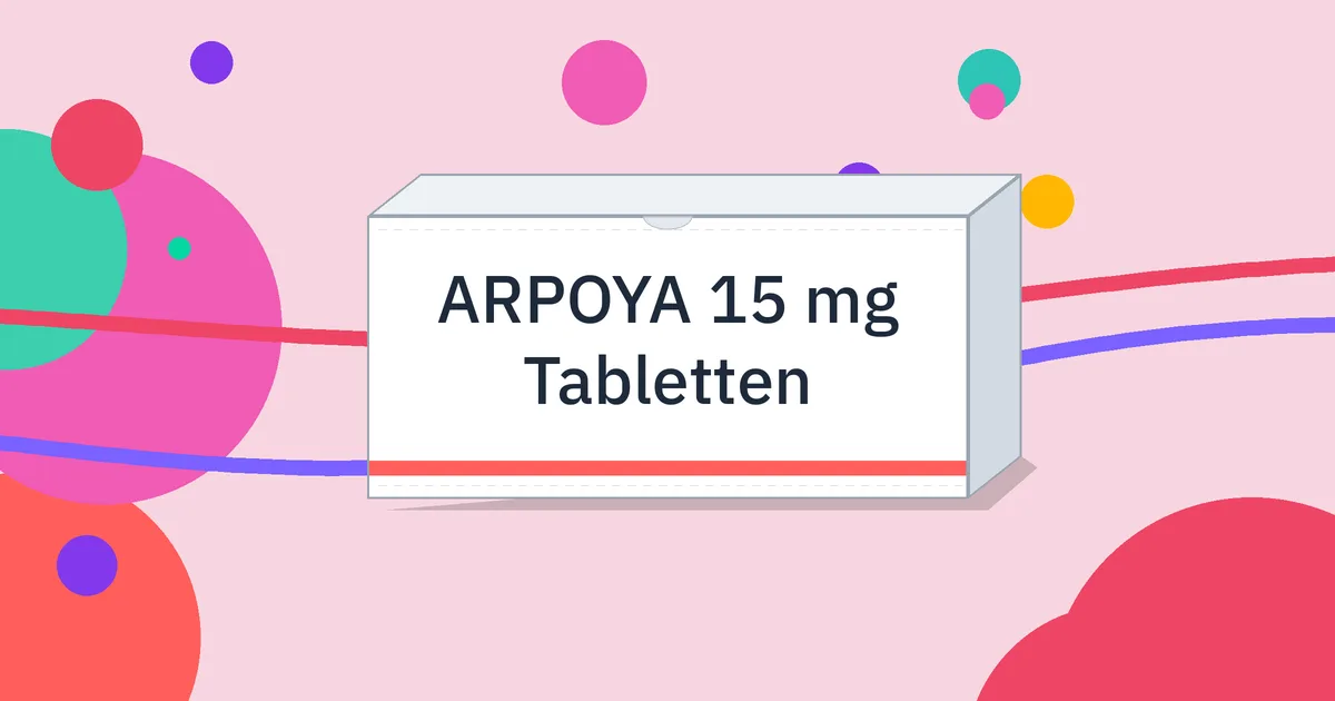 Symbolbild: Packung mit der Aufschrift ARPOYA 15 mg Tabletten (PZN 19455370) – Verfügbarkeit und Bezug in Apotheken in Frankfurt am Main