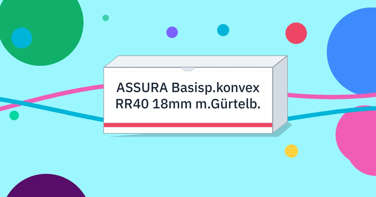 Symbolbild: Packung mit der Aufschrift ASSURA Basisp.konvex RR40 18mm m.Gürtelb. (PZN 06972046) – Verfügbarkeit und Bezug in Apotheken in Frankfurt am Main