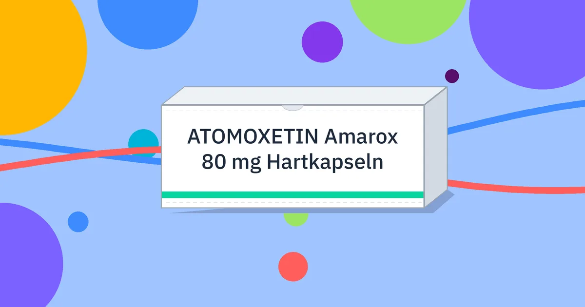 Symbolbild: Packung mit der Aufschrift ATOMOXETIN Amarox 80 mg Hartkapseln (PZN 19178692) – Verfügbarkeit und Bezug in Apotheken in Frankfurt am Main