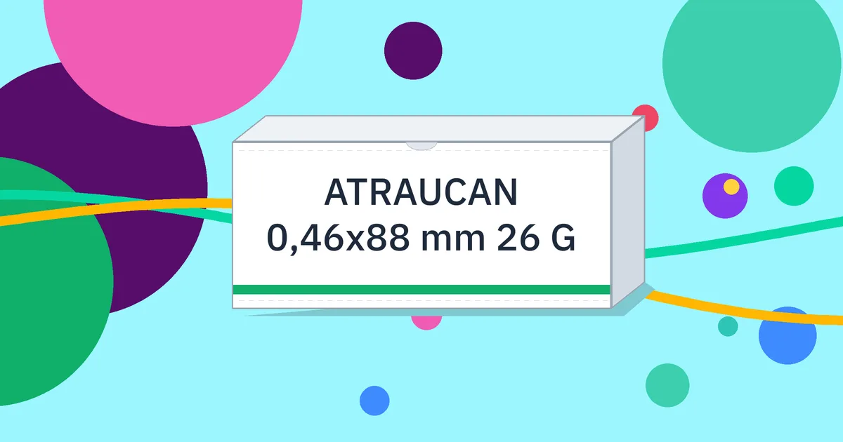 Symbolbild: Packung mit der Aufschrift ATRAUCAN 0,46x88 mm 26 G (PZN 06166144) – Verfügbarkeit und Bezug in Apotheken in Frankfurt am Main