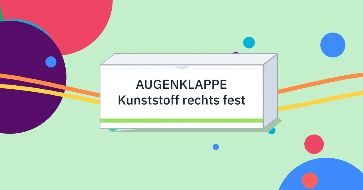 Symbolbild: Packung mit der Aufschrift AUGENKLAPPE Kunststoff rechts fest (PZN 00235217) – Verfügbarkeit und Bezug in Apotheken in Frankfurt am Main