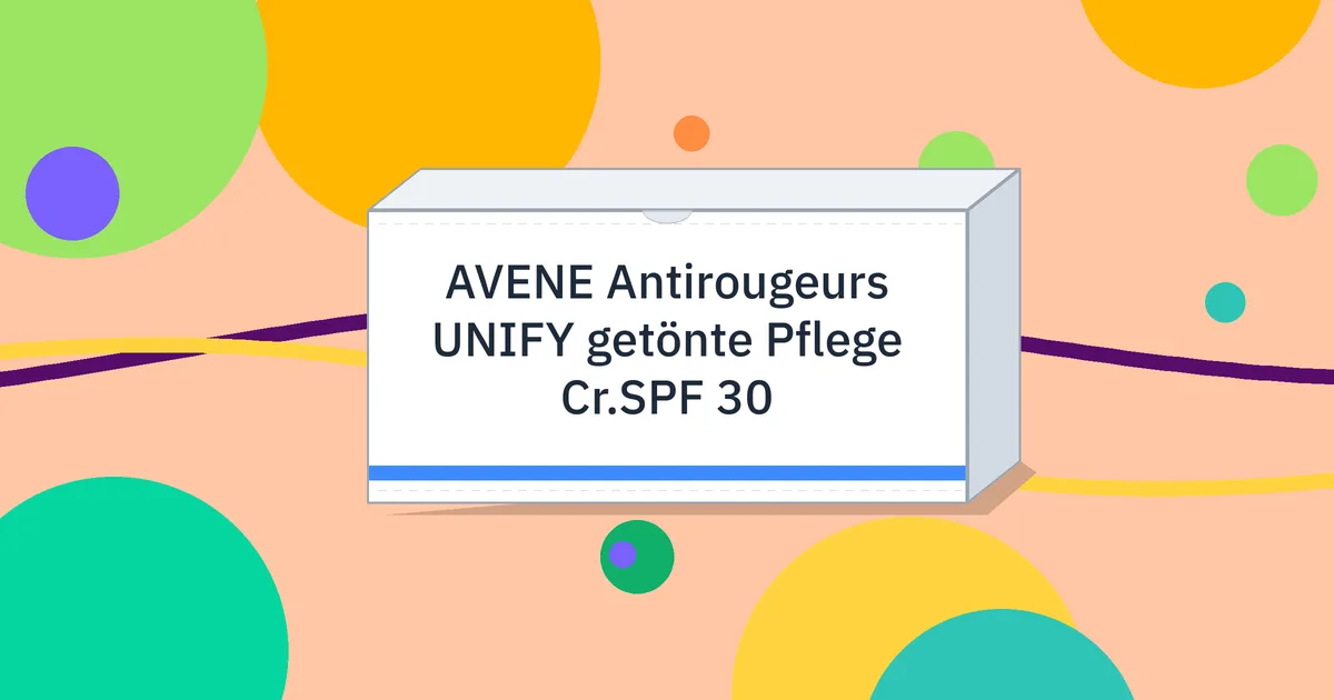 Symbolbild: Packung mit der Aufschrift AVENE Antirougeurs UNIFY getönte Pflege Cr.SPF 30 (PZN 15584745) – Verfügbarkeit und Bezug in Apotheken in Frankfurt am Main