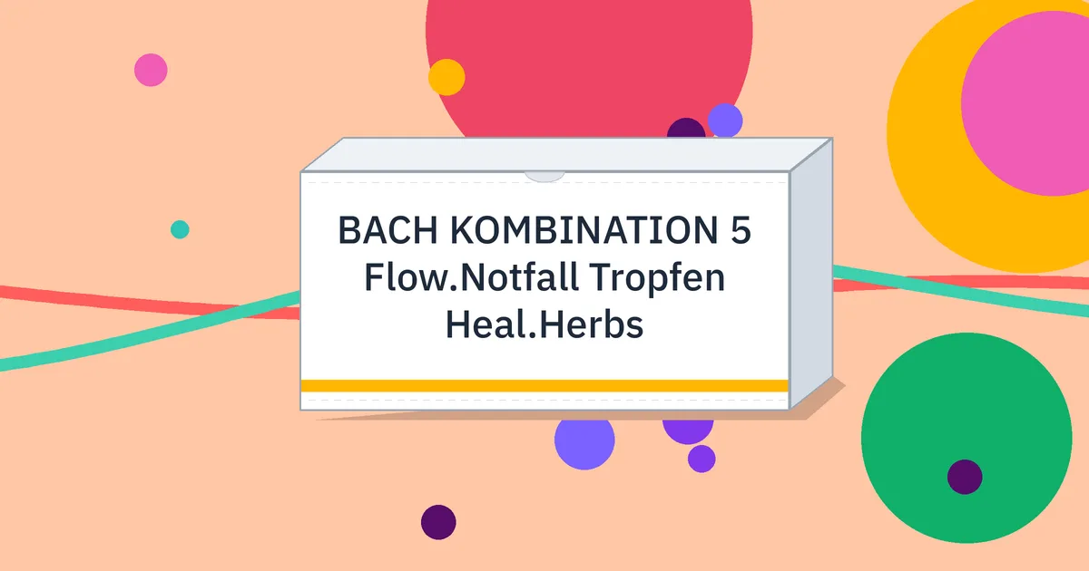 Symbolbild: Packung mit der Aufschrift BACH KOMBINATION 5 Flow.Notfall Tropfen Heal.Herbs (PZN 05118953) – Verfügbarkeit und Bezug in Apotheken in Frankfurt am Main