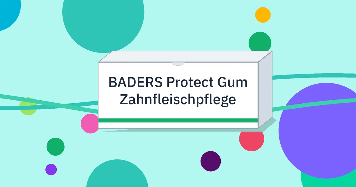 Symbolbild: Packung mit der Aufschrift BADERS Protect Gum Zahnfleischpflege (PZN 15297218) – Verfügbarkeit und Bezug in Apotheken in Frankfurt am Main
