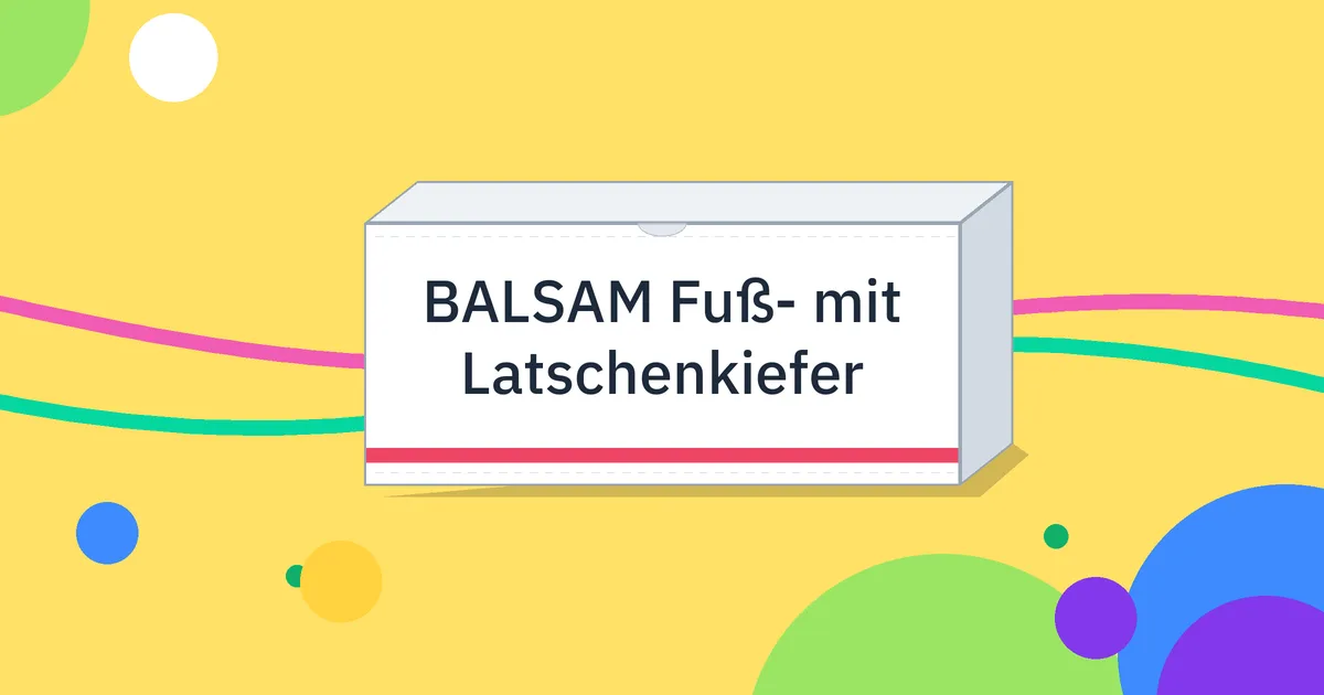 Symbolbild: Packung mit der Aufschrift BALSAM Fuß- mit Latschenkiefer (PZN 01455292) – Verfügbarkeit und Bezug in Apotheken in Frankfurt am Main