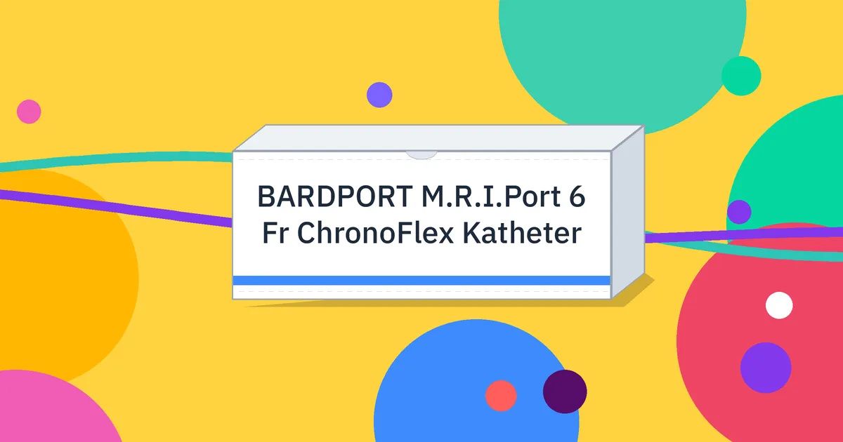 Symbolbild: Packung mit der Aufschrift BARDPORT M.R.I.Port 6 Fr ChronoFlex Katheter (PZN 02755091) – Verfügbarkeit und Bezug in Apotheken in Frankfurt am Main