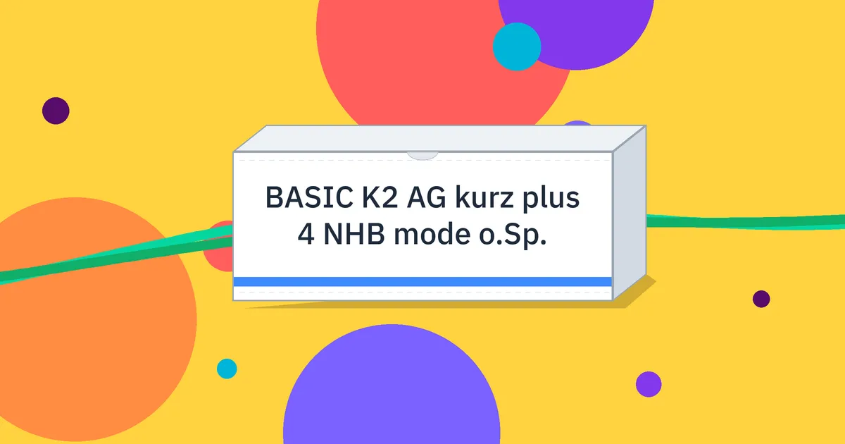 Symbolbild: Packung mit der Aufschrift BASIC K2 AG kurz plus 4 NHB mode o.Sp. (PZN 20267768) – Verfügbarkeit und Bezug in Apotheken in Frankfurt am Main