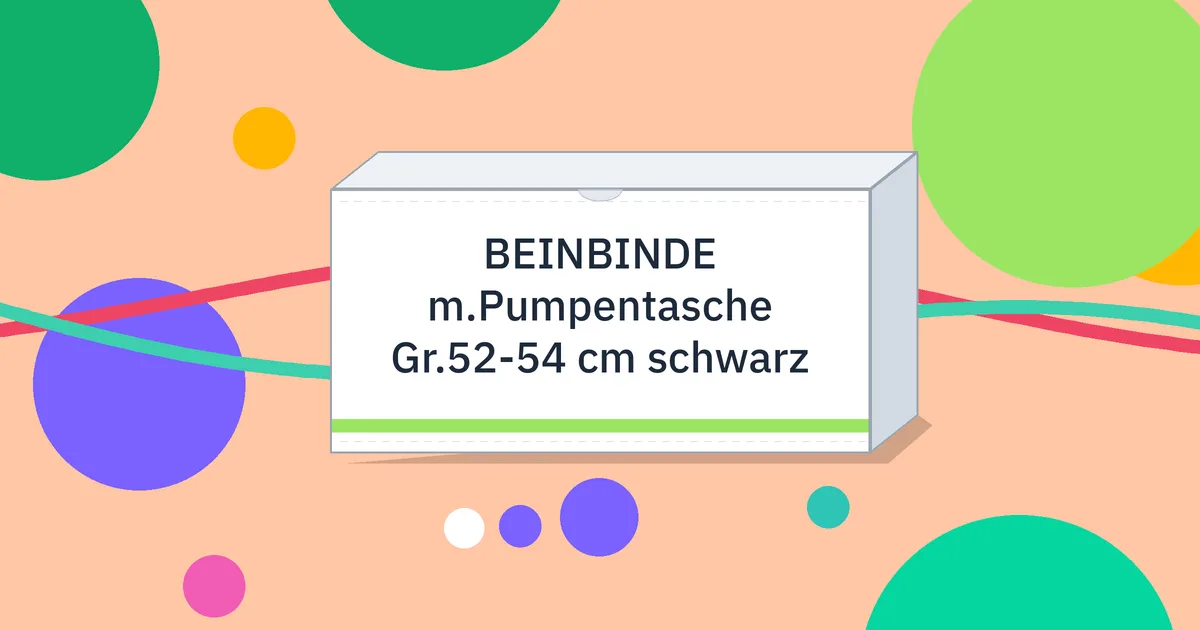 Symbolbild: Packung mit der Aufschrift BEINBINDE m.Pumpentasche Gr.52-54 cm schwarz (PZN 12461060) – Verfügbarkeit und Bezug in Apotheken in Frankfurt am Main