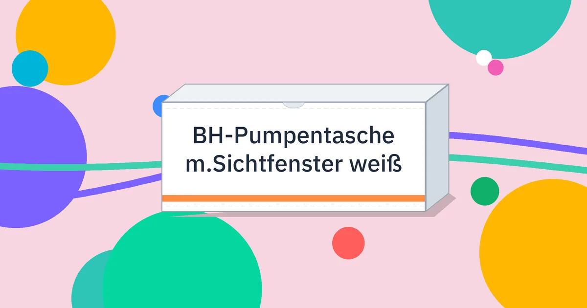Symbolbild: Packung mit der Aufschrift BH-Pumpentasche m.Sichtfenster weiß (PZN 18051009) – Verfügbarkeit und Bezug in Apotheken in Frankfurt am Main