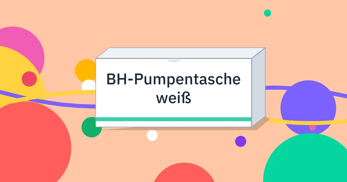 Symbolbild: Packung mit der Aufschrift BH-Pumpentasche weiß (PZN 18051038) – Verfügbarkeit und Bezug in Apotheken in Frankfurt am Main