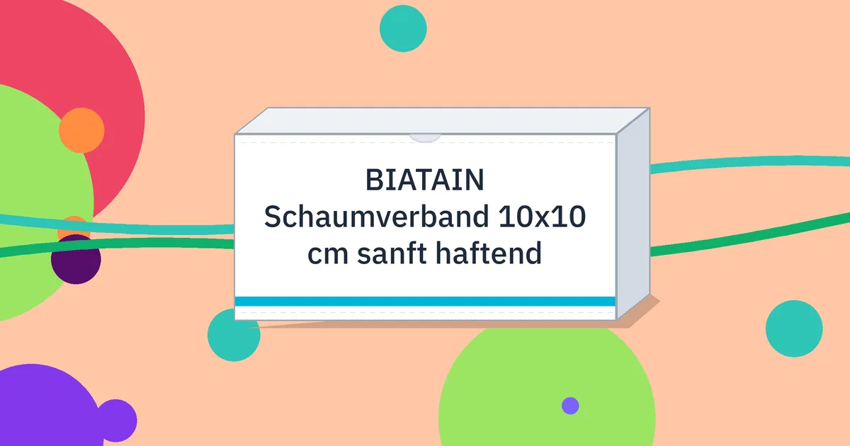 Symbolbild: Packung mit der Aufschrift BIATAIN Schaumverband 10x10 cm sanft haftend (PZN 18122643) – Verfügbarkeit und Bezug in Apotheken in Frankfurt am Main