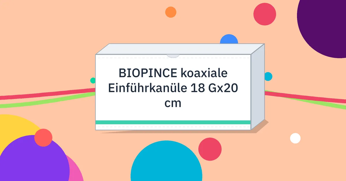 Symbolbild: Packung mit der Aufschrift BIOPINCE koaxiale Einführkanüle 18 Gx20 cm (PZN 02294566) – Verfügbarkeit und Bezug in Apotheken in Frankfurt am Main