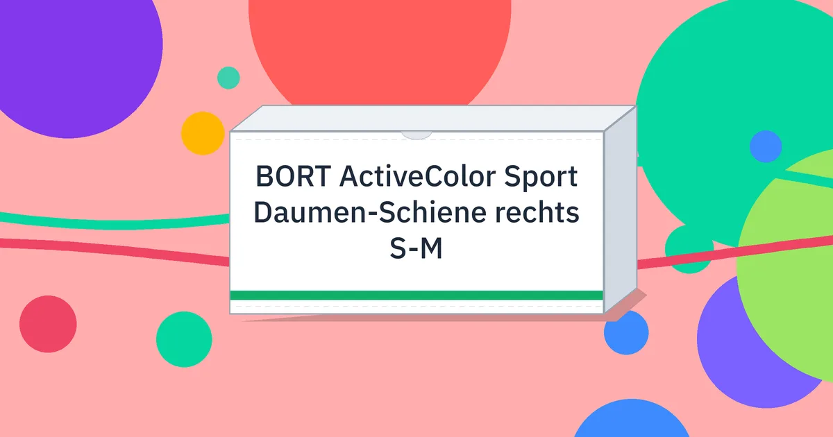 Symbolbild: Packung mit der Aufschrift BORT ActiveColor Sport Daumen-Schiene rechts S-M (PZN 13424500) – Verfügbarkeit und Bezug in Apotheken in Frankfurt am Main