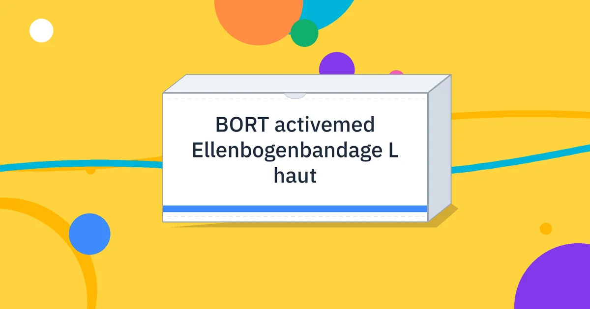 Symbolbild: Packung mit der Aufschrift BORT activemed Ellenbogenbandage L haut (PZN 10024378) – Verfügbarkeit und Bezug in Apotheken in Frankfurt am Main