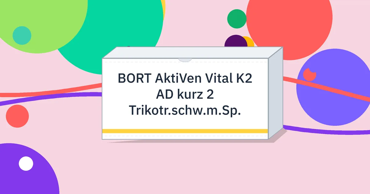 Symbolbild: Packung mit der Aufschrift BORT AktiVen Vital K2 AD kurz 2 Trikotr.schw.m.Sp. (PZN 12549837) – Verfügbarkeit und Bezug in Apotheken in Frankfurt am Main