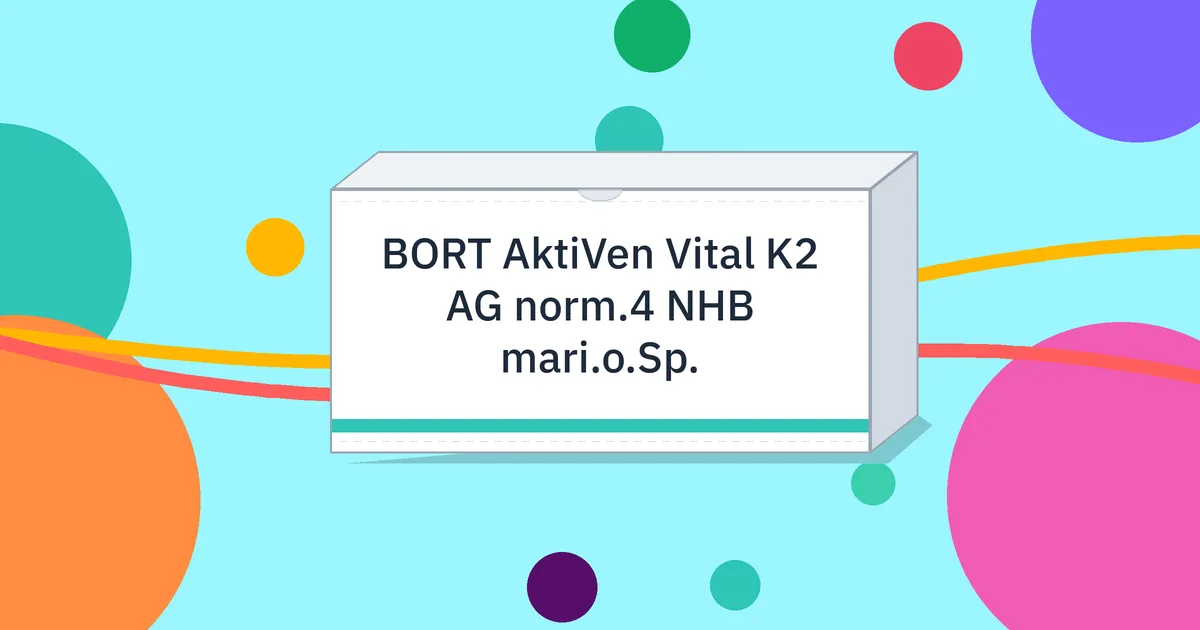 Symbolbild: Packung mit der Aufschrift BORT AktiVen Vital K2 AG norm.4 NHB mari.o.Sp. (PZN 13732785) – Verfügbarkeit und Bezug in Apotheken in Frankfurt am Main