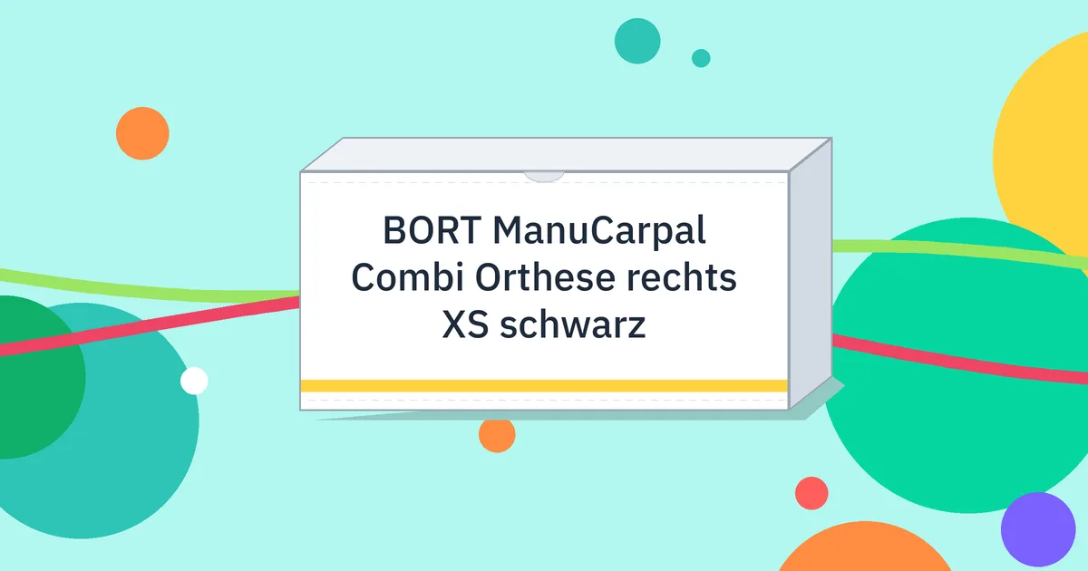 Symbolbild: Packung mit der Aufschrift BORT ManuCarpal Combi Orthese rechts XS schwarz (PZN 02765913) – Verfügbarkeit und Bezug in Apotheken in Frankfurt am Main