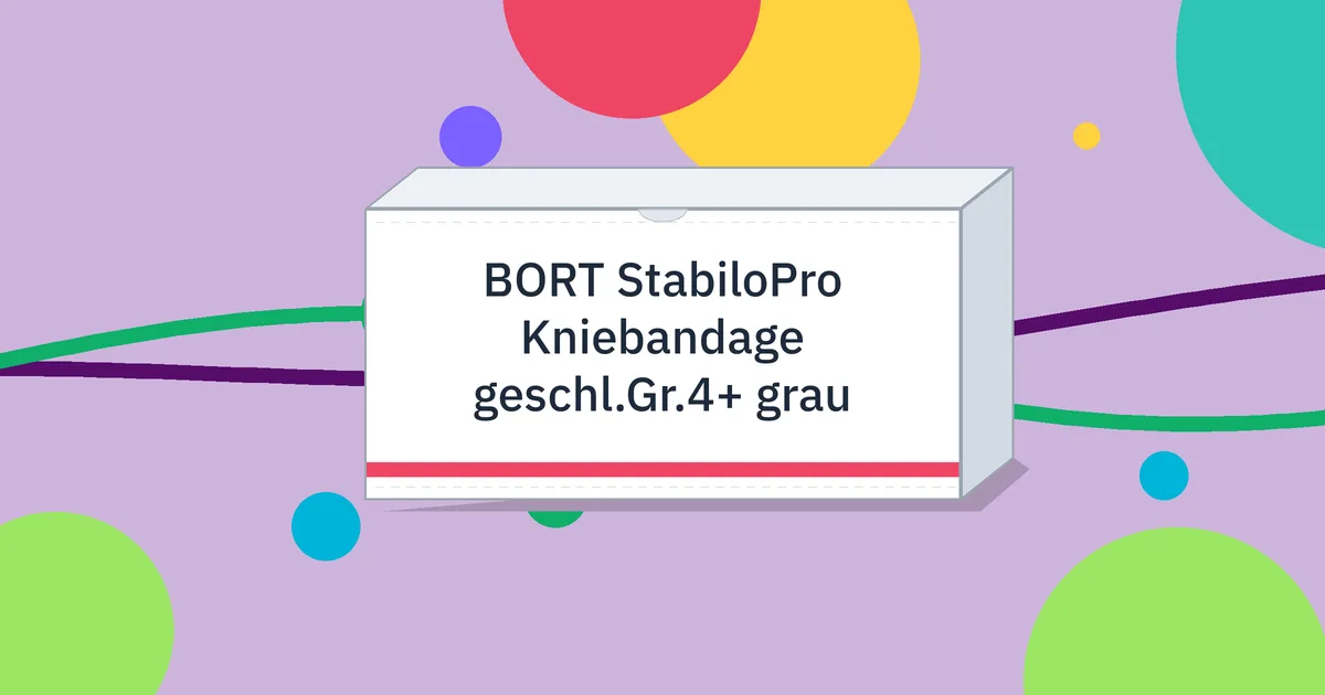 Symbolbild: Packung mit der Aufschrift BORT StabiloPro Kniebandage geschl.Gr.4+ grau (PZN 15256774) – Verfügbarkeit und Bezug in Apotheken in Frankfurt am Main
