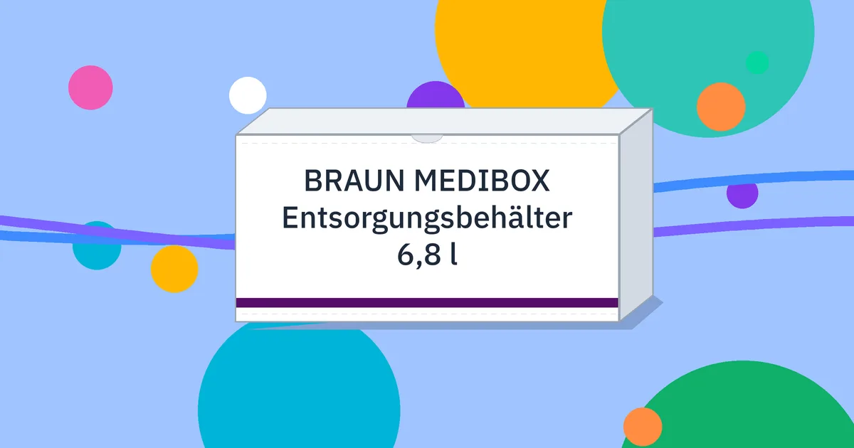 Symbolbild: Packung mit der Aufschrift BRAUN MEDIBOX Entsorgungsbehälter 6,8 l (PZN 18048645) – Verfügbarkeit und Bezug in Apotheken in Frankfurt am Main