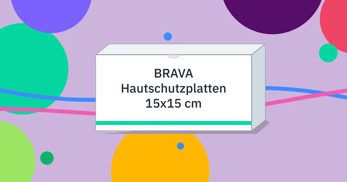 Symbolbild: Packung mit der Aufschrift BRAVA Hautschutzplatten 15x15 cm (PZN 09543647) – Verfügbarkeit und Bezug in Apotheken in Frankfurt am Main
