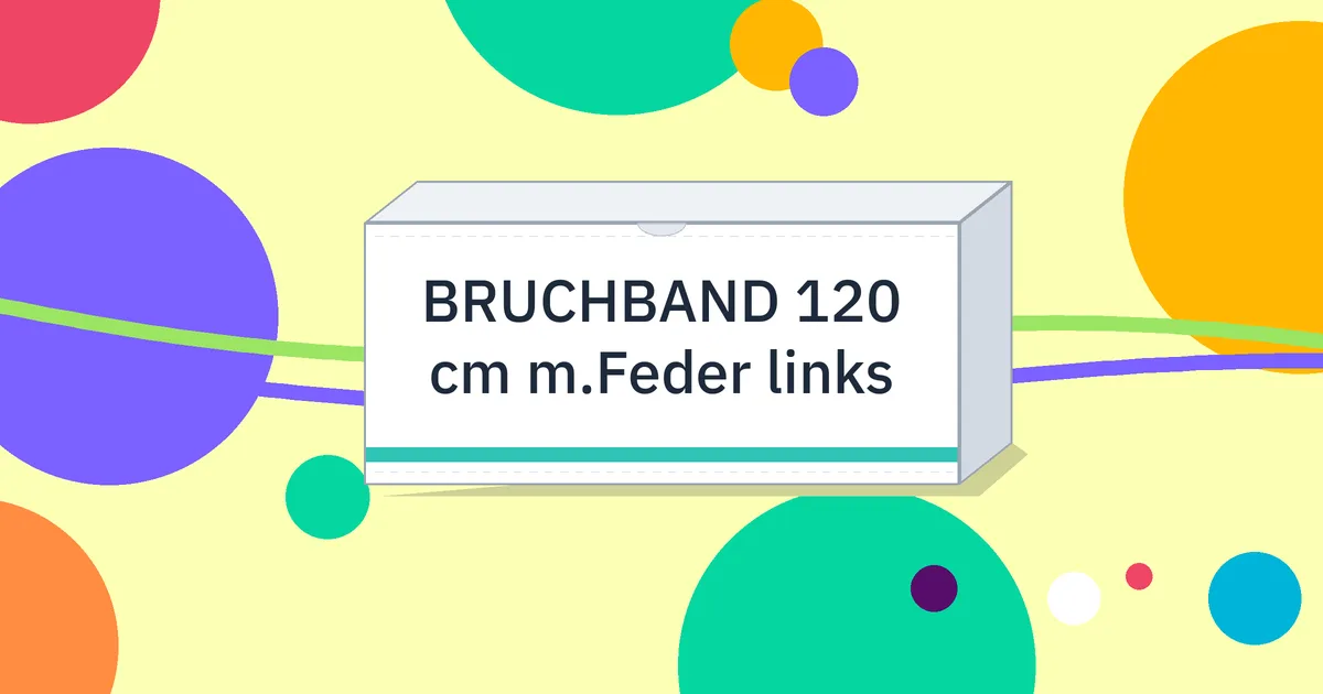 Symbolbild: Packung mit der Aufschrift BRUCHBAND 120 cm m.Feder links (PZN 01725366) – Verfügbarkeit und Bezug in Apotheken in Frankfurt am Main