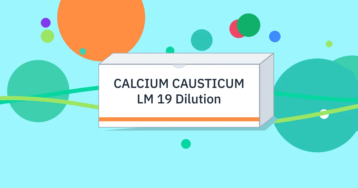 Symbolbild: Packung mit der Aufschrift CALCIUM CAUSTICUM LM 19 Dilution (PZN 12804005) – Verfügbarkeit und Bezug in Apotheken in Frankfurt am Main