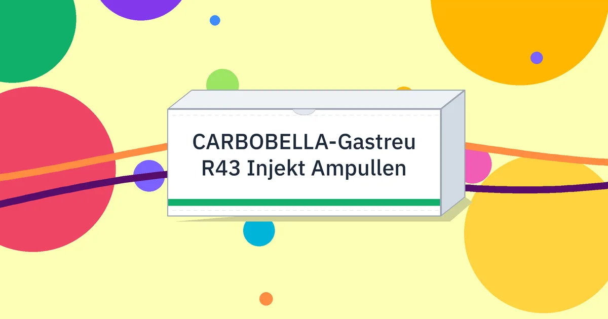 Symbolbild: Packung mit der Aufschrift CARBOBELLA-Gastreu R43 Injekt Ampullen (PZN 04628356) – Verfügbarkeit und Bezug in Apotheken in Frankfurt am Main