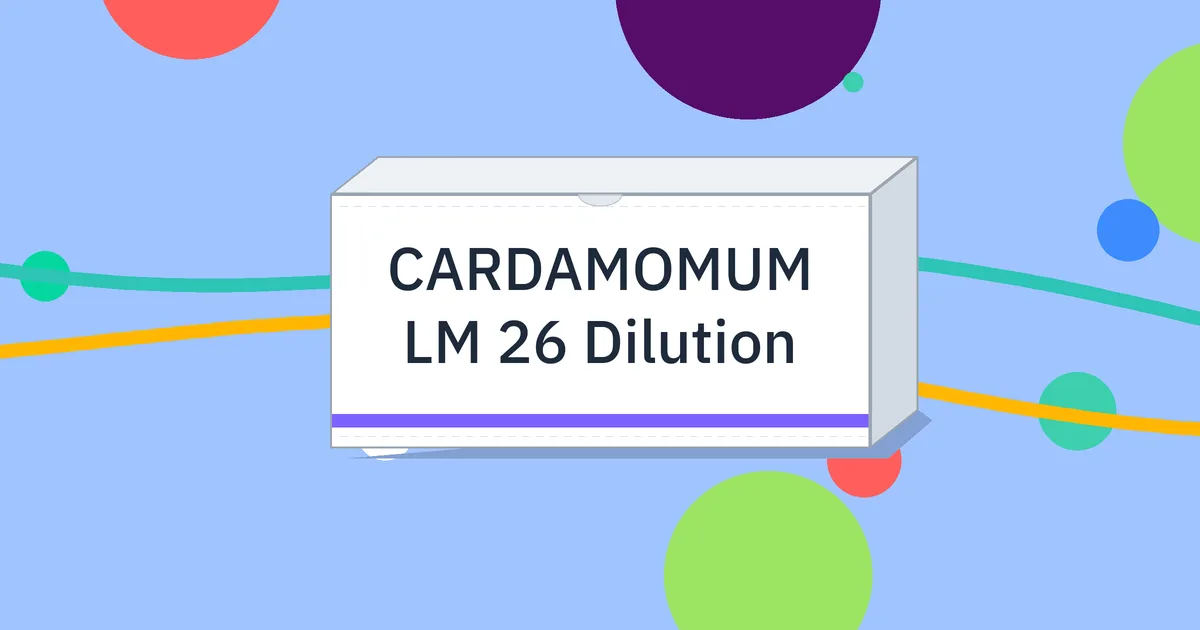 Symbolbild: Packung mit der Aufschrift CARDAMOMUM LM 26 Dilution (PZN 13429785) – Verfügbarkeit und Bezug in Apotheken in Frankfurt am Main