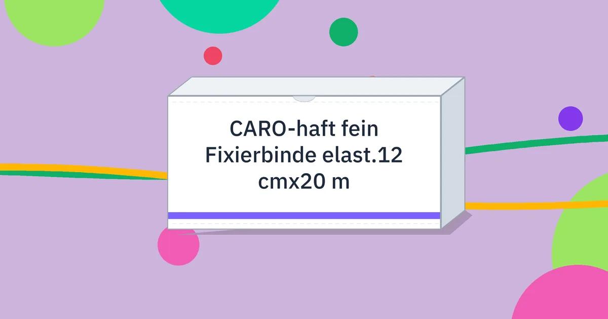 Symbolbild: Packung mit der Aufschrift CARO-haft fein Fixierbinde elast.12 cmx20 m (PZN 11670270) – Verfügbarkeit und Bezug in Apotheken in Frankfurt am Main
