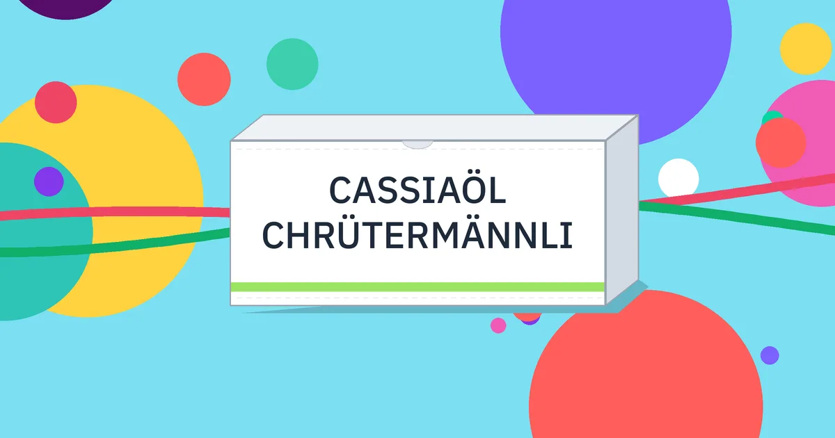 Symbolbild: Packung mit der Aufschrift CASSIAÖL CHRÜTERMÄNNLI (PZN 07196472) – Verfügbarkeit und Bezug in Apotheken in Frankfurt am Main