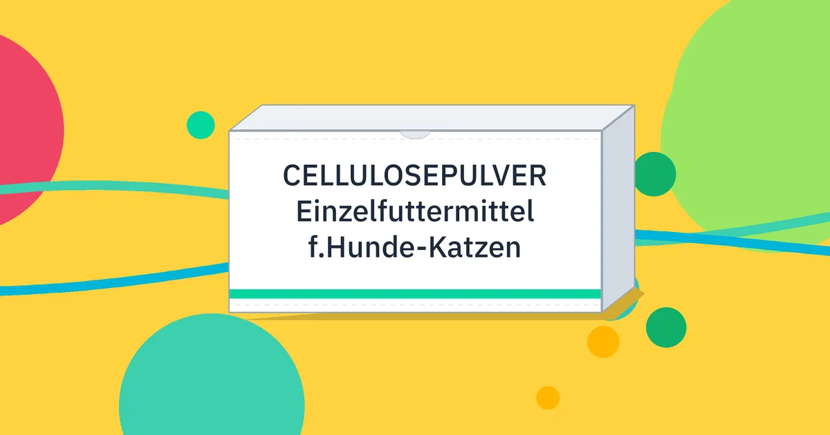 Symbolbild: Packung mit der Aufschrift CELLULOSEPULVER Einzelfuttermittel f.Hunde-Katzen (PZN 14221213) – Verfügbarkeit und Bezug in Apotheken in Frankfurt am Main