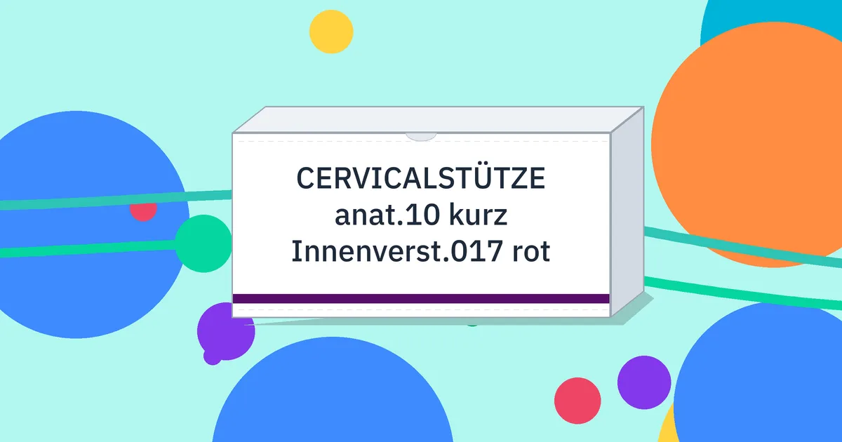 Symbolbild: Packung mit der Aufschrift CERVICALSTÜTZE anat.10 kurz Innenverst.017 rot (PZN 08895060) – Verfügbarkeit und Bezug in Apotheken in Frankfurt am Main