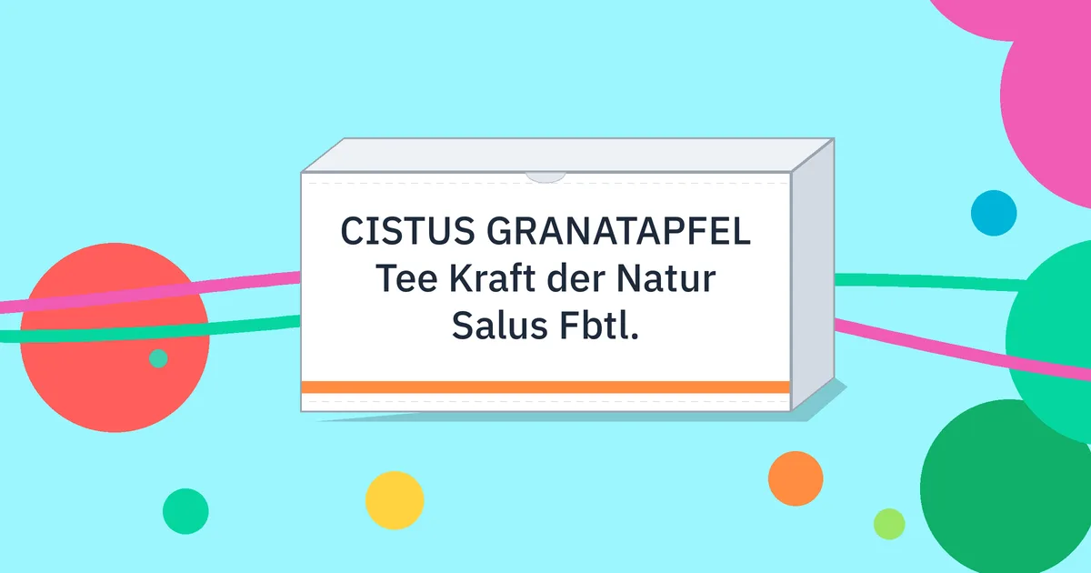 Symbolbild: Packung mit der Aufschrift CISTUS GRANATAPFEL Tee Kraft der Natur Salus Fbtl. (PZN 07583950) – Verfügbarkeit und Bezug in Apotheken in Frankfurt am Main