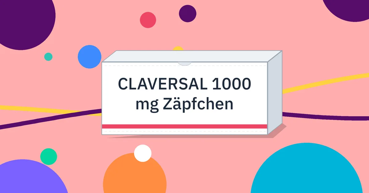 Symbolbild: Packung mit der Aufschrift CLAVERSAL 1000 mg Zäpfchen (PZN 16704016) – Verfügbarkeit und Bezug in Apotheken in Frankfurt am Main