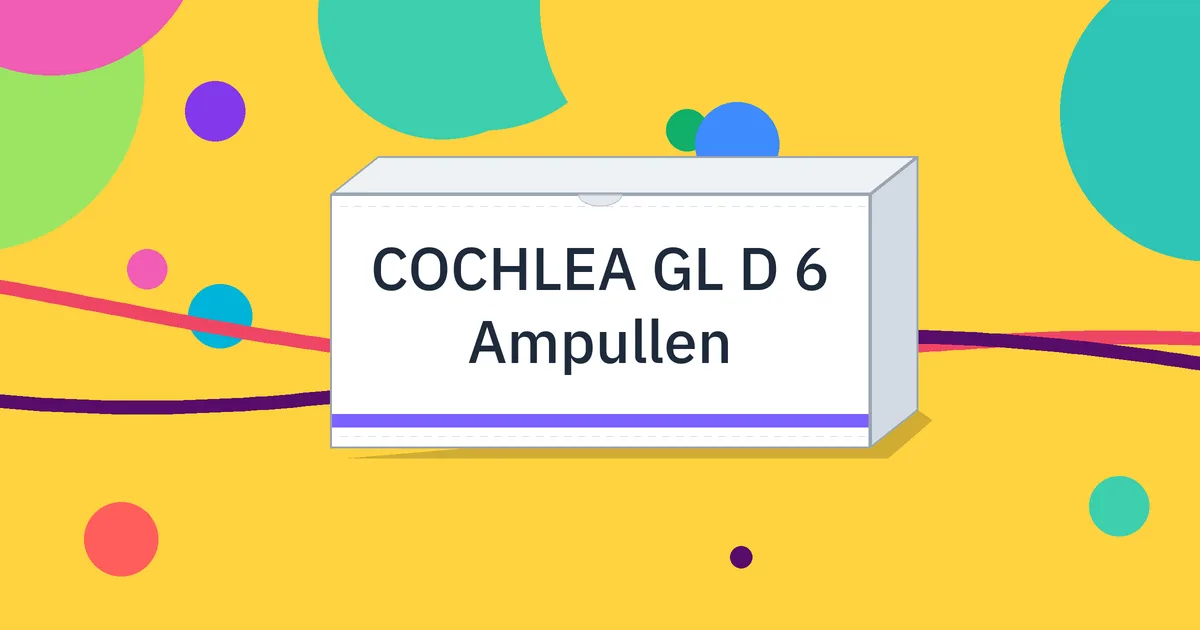 Symbolbild: Packung mit der Aufschrift COCHLEA GL D 6 Ampullen (PZN 02912780) – Verfügbarkeit und Bezug in Apotheken in Frankfurt am Main