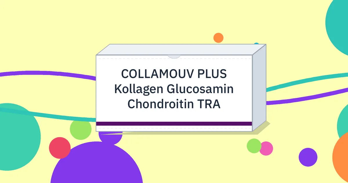 Symbolbild: Packung mit der Aufschrift COLLAMOUV PLUS Kollagen Glucosamin Chondroitin TRA (PZN 20228082) – Verfügbarkeit und Bezug in Apotheken in Frankfurt am Main