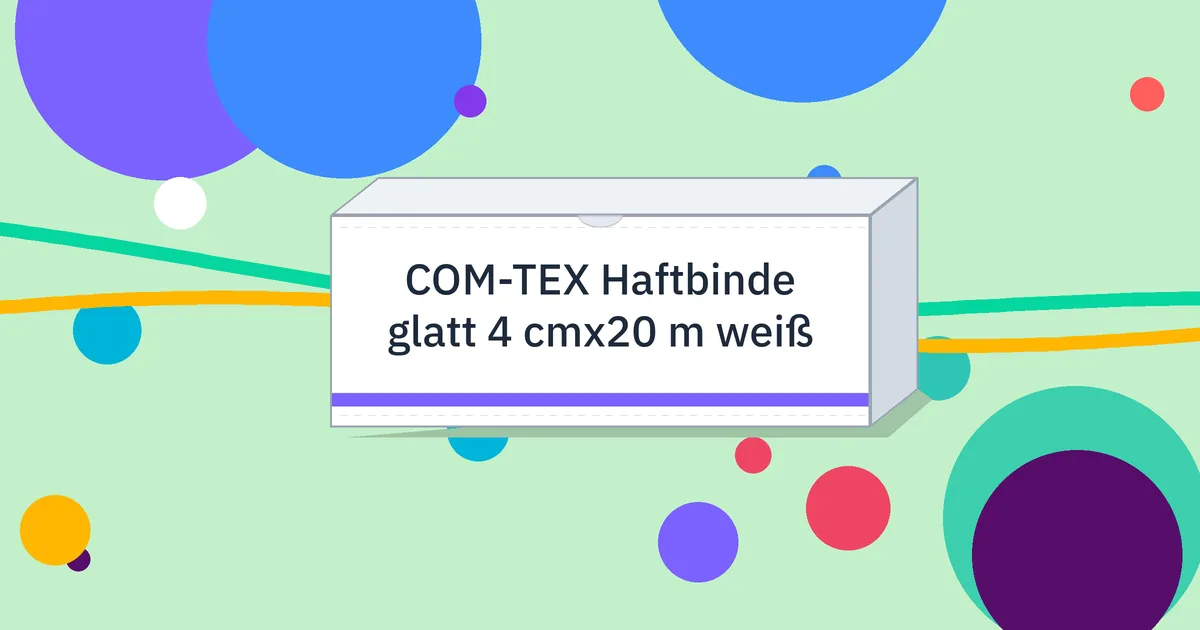 Symbolbild: Packung mit der Aufschrift COM-TEX Haftbinde glatt 4 cmx20 m weiß (PZN 03085876) – Verfügbarkeit und Bezug in Apotheken in Frankfurt am Main