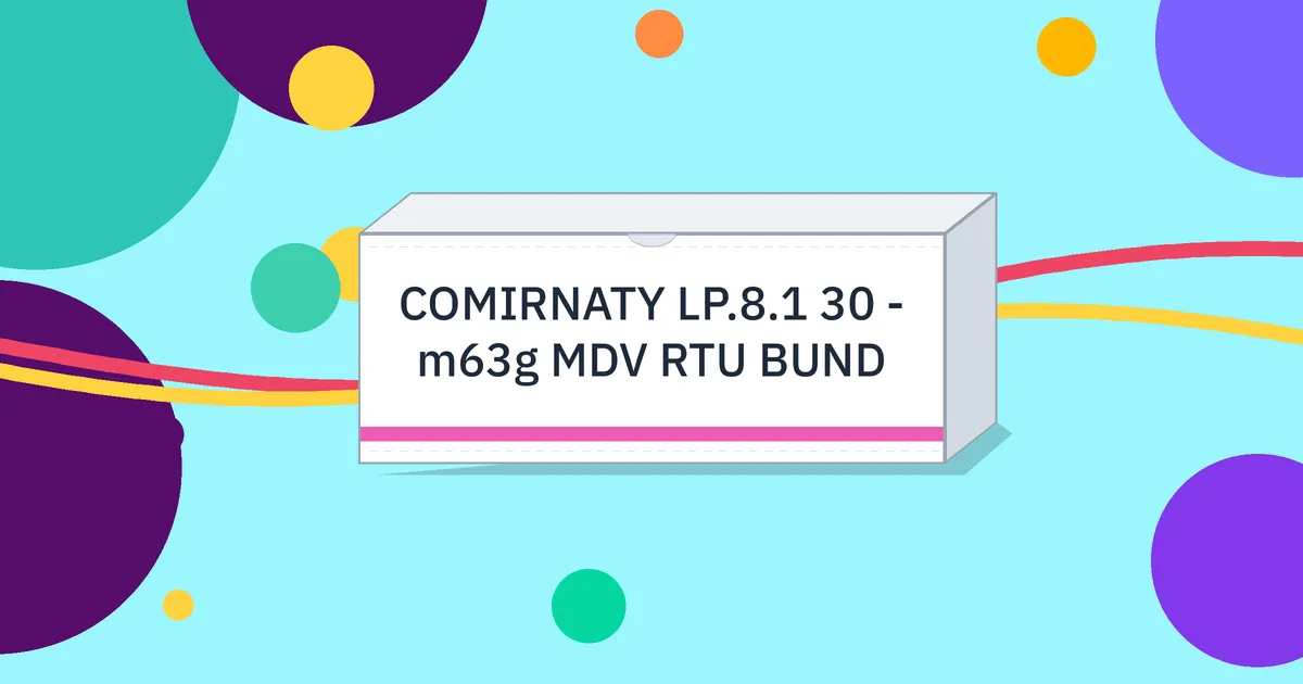 Symbolbild: Packung mit der Aufschrift COMIRNATY LP.8.1 30 -m63g MDV RTU BUND (PZN 20048575) – Verfügbarkeit und Bezug in Apotheken in Frankfurt am Main