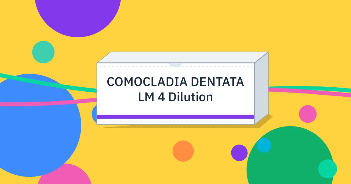 Symbolbild: Packung mit der Aufschrift COMOCLADIA DENTATA LM 4 Dilution (PZN 13449121) – Verfügbarkeit und Bezug in Apotheken in Frankfurt am Main