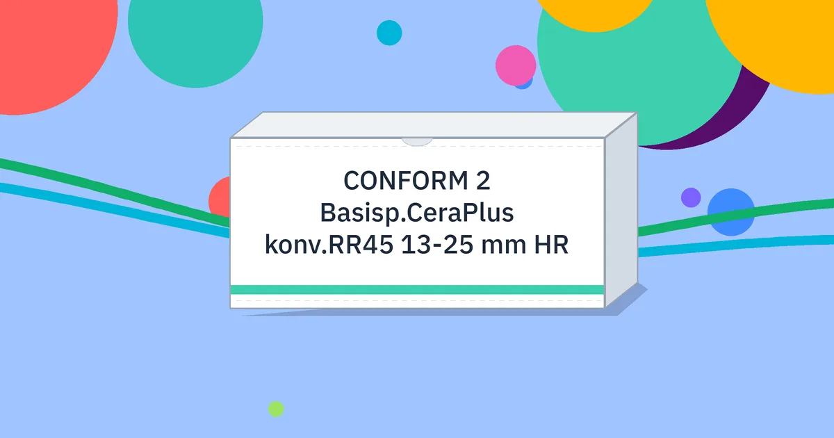 Symbolbild: Packung mit der Aufschrift CONFORM 2 Basisp.CeraPlus konv.RR45 13-25 mm HR (PZN 11349668) – Verfügbarkeit und Bezug in Apotheken in Frankfurt am Main