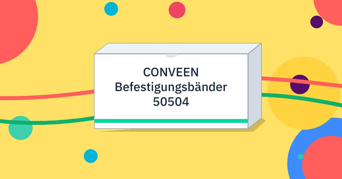 Symbolbild: Packung mit der Aufschrift CONVEEN Befestigungsbänder 50504 (PZN 08426371) – Verfügbarkeit und Bezug in Apotheken in Frankfurt am Main