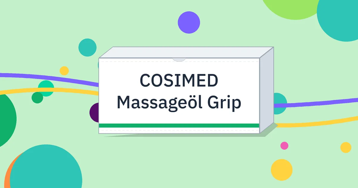 Symbolbild: Packung mit der Aufschrift COSIMED Massageöl Grip (PZN 15745817) – Verfügbarkeit und Bezug in Apotheken in Frankfurt am Main