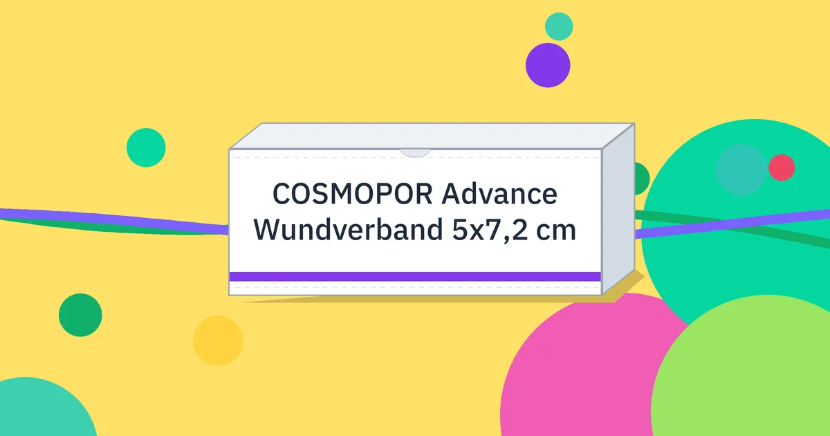 Symbolbild: Packung mit der Aufschrift COSMOPOR Advance Wundverband 5x7,2 cm (PZN 18365877) – Verfügbarkeit und Bezug in Apotheken in Frankfurt am Main