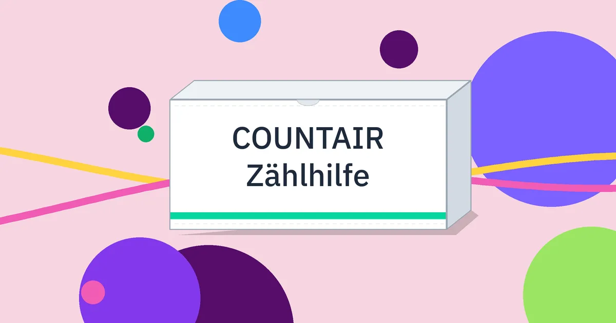 Symbolbild: Packung mit der Aufschrift COUNTAIR Zählhilfe (PZN 16350191) – Verfügbarkeit und Bezug in Apotheken in Frankfurt am Main