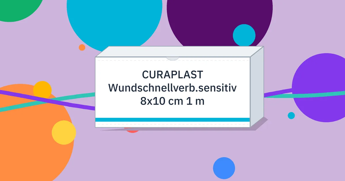 Symbolbild: Packung mit der Aufschrift CURAPLAST Wundschnellverb.sensitiv 8x10 cm 1 m (PZN 03316732) – Verfügbarkeit und Bezug in Apotheken in Frankfurt am Main