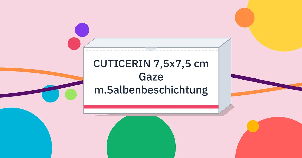 Symbolbild: Packung mit der Aufschrift CUTICERIN 7,5x7,5 cm Gaze m.Salbenbeschichtung (PZN 18051794) – Verfügbarkeit und Bezug in Apotheken in Frankfurt am Main